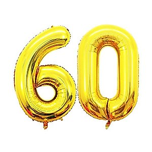 GOER 42 Inch Gold Number 60 Balloon,Jumbo Foil Helium Balloons for 60th Birthday Party Decorations and 60th Anniversary Event