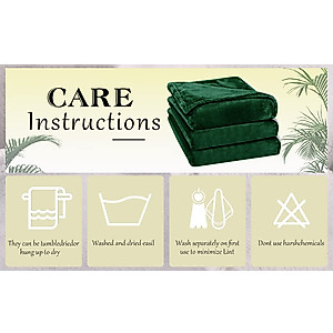 Rerelife Flannel Throw Blanket - Soft and Lightweight Blankets for Couch and Bed - Cozy Throw Fleece Blanket for Ultimate Comfor (Dark Green, 50x60in)