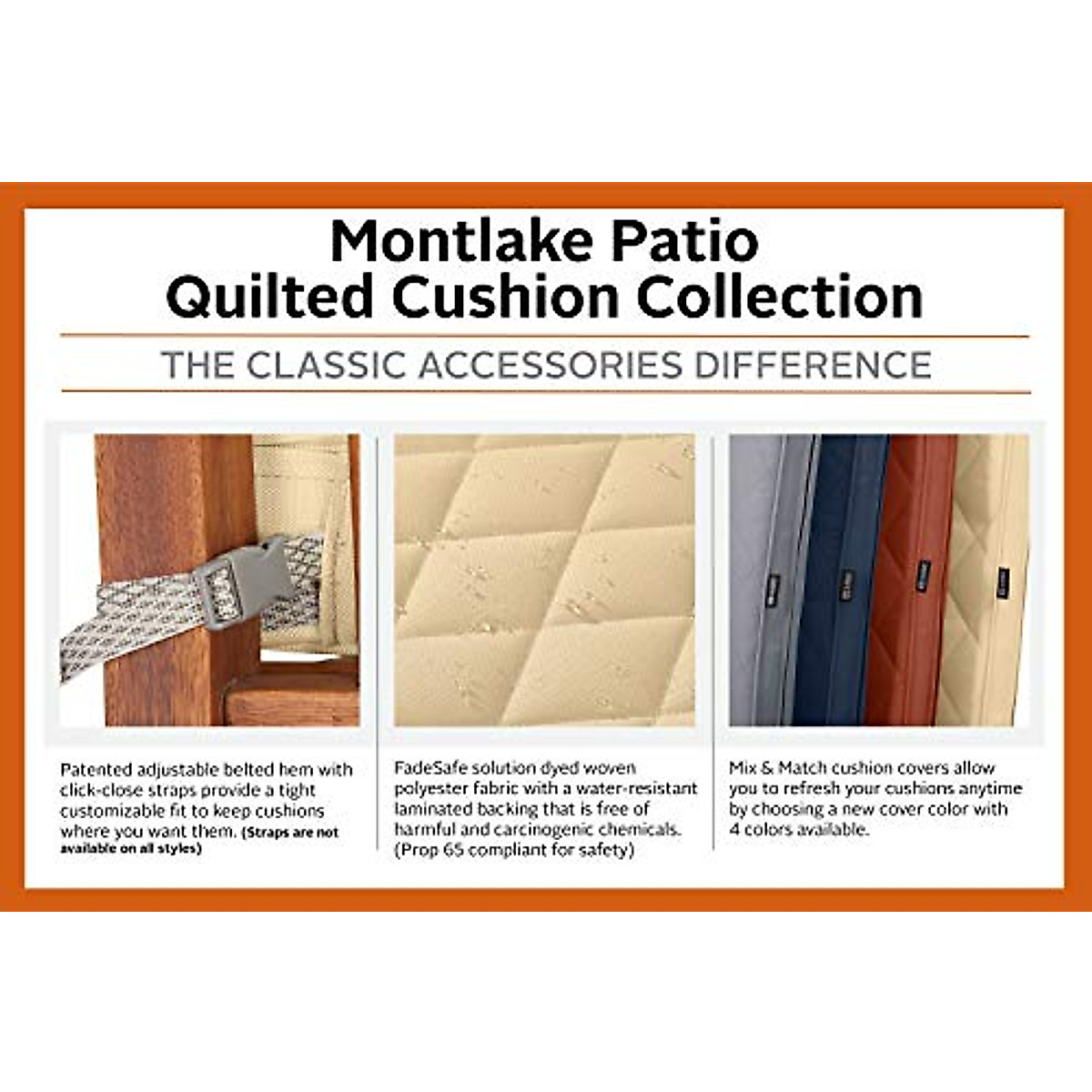 Classic Accessories Montlake FadeSafe Water-Resistant 54 x 18 x 3 Inch Outdoor Quilted Bench Cushion, Patio Furniture Swing Cushion, Spice