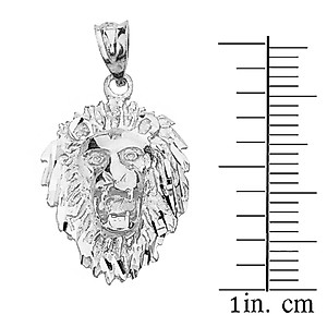Leo Zodiac Sign Charm Roaring Lion Head Pendant (Sterling-Silver)