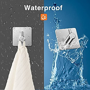 Wiserset Heavy Duty Adhesive Hooks, Wall Towel Hooks Waterproof, Brushed Nickel Wall Hooks for Towels, Stainless Steel Adhesive Towel Hooks Adhesive Holders for Hanging Clothes Bathroom 4 Pack