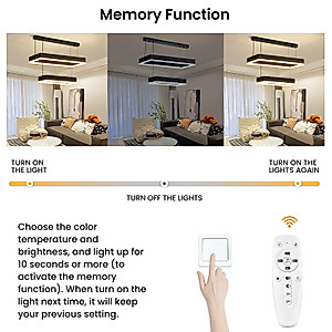 Modern Chandeliers for Living Room, 2-Ring Rectangles Pendant Light Kitchen Island Fixtures, Dimmable LED Chandelier for Dining Room Bedrooms, Black (40CM/60CM)