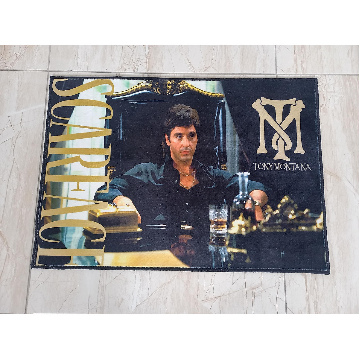 Scarface Rug, Tony Montana Rug, Fan Rug, Themed Rug, Custom Gift Unique, Home Decor, Area Rug, Gift for Him, Patterned Rug, Non Slip Rug rughouse34_313.5 (47”x70”)=120x180cm