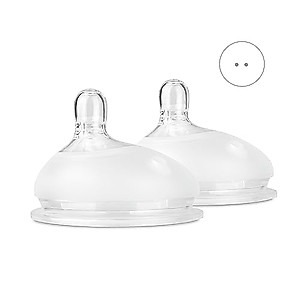 Olababy Gentle Bottle Silicone Replacement Nipple 2 Pack (0-3 Months/Slow Flow))