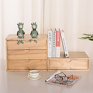 LEYT Wooden Desktop Storage Box with 3 Drawers, Office Supplies A4/Receipt File Organizer, Flat File Cabinet (Color : B)