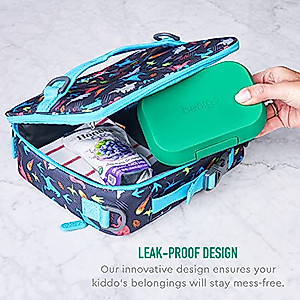 Bentgo Kids Snack - 2 Compartment Leak-Proof Bento-Style Food Storage for Snacks and Small Meals, Easy-Open Latch, Dishwasher Safe, and BPA-Free - Ideal for Ages 3+ (Green/Navy)