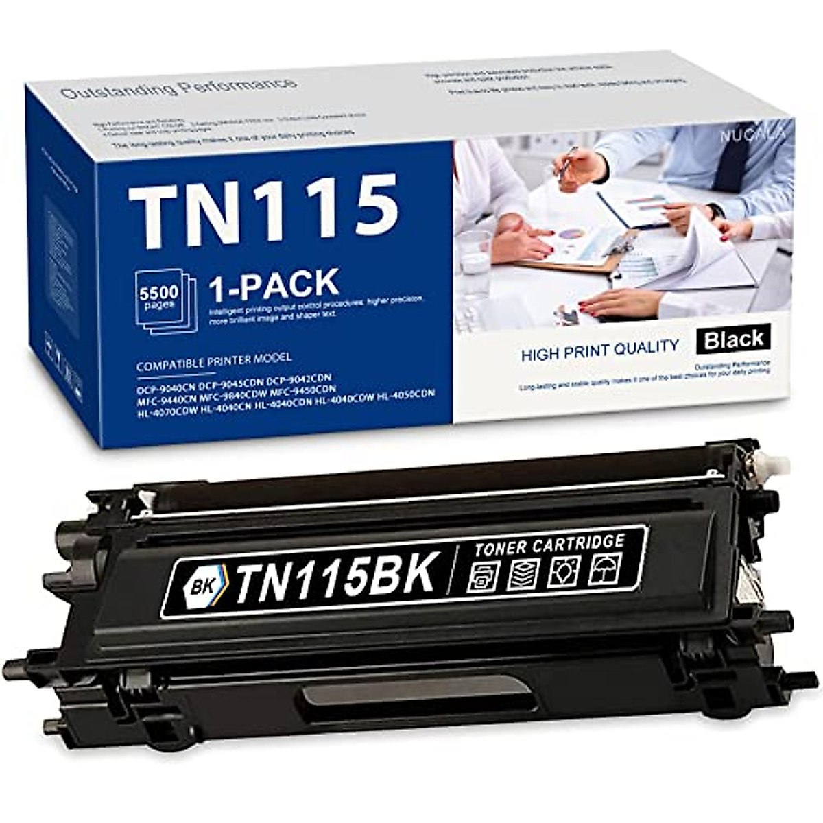 NUCALA Compatible TN 115BK TN-115BK TN115BK Toner Cartridge Replacement for Brother MFC-9450CDN DCP-9040CN HL-4040CDW HL-4050CDN Printer Toner (Up to 5,500 Pages, 1-Pack, Black)