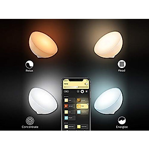 PHILIPS Hue Go White and Color Portable Dimmable LED Smart Light Table Lamp (Requires Hue Hub, Works with Alexa, HomeKit and Google Assistant), White