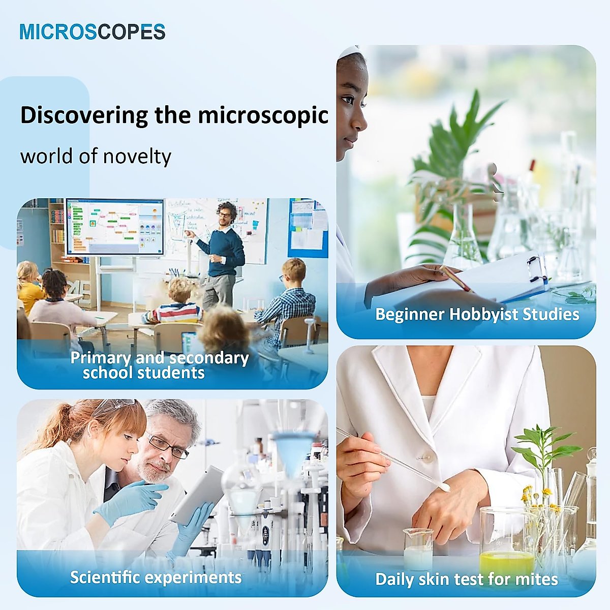 Microscope for Kids，40X-2000X Compound Microscope Mobile Phone Adapter with Microscope Slide Microscope kit for Home School Laboratories for Children Students