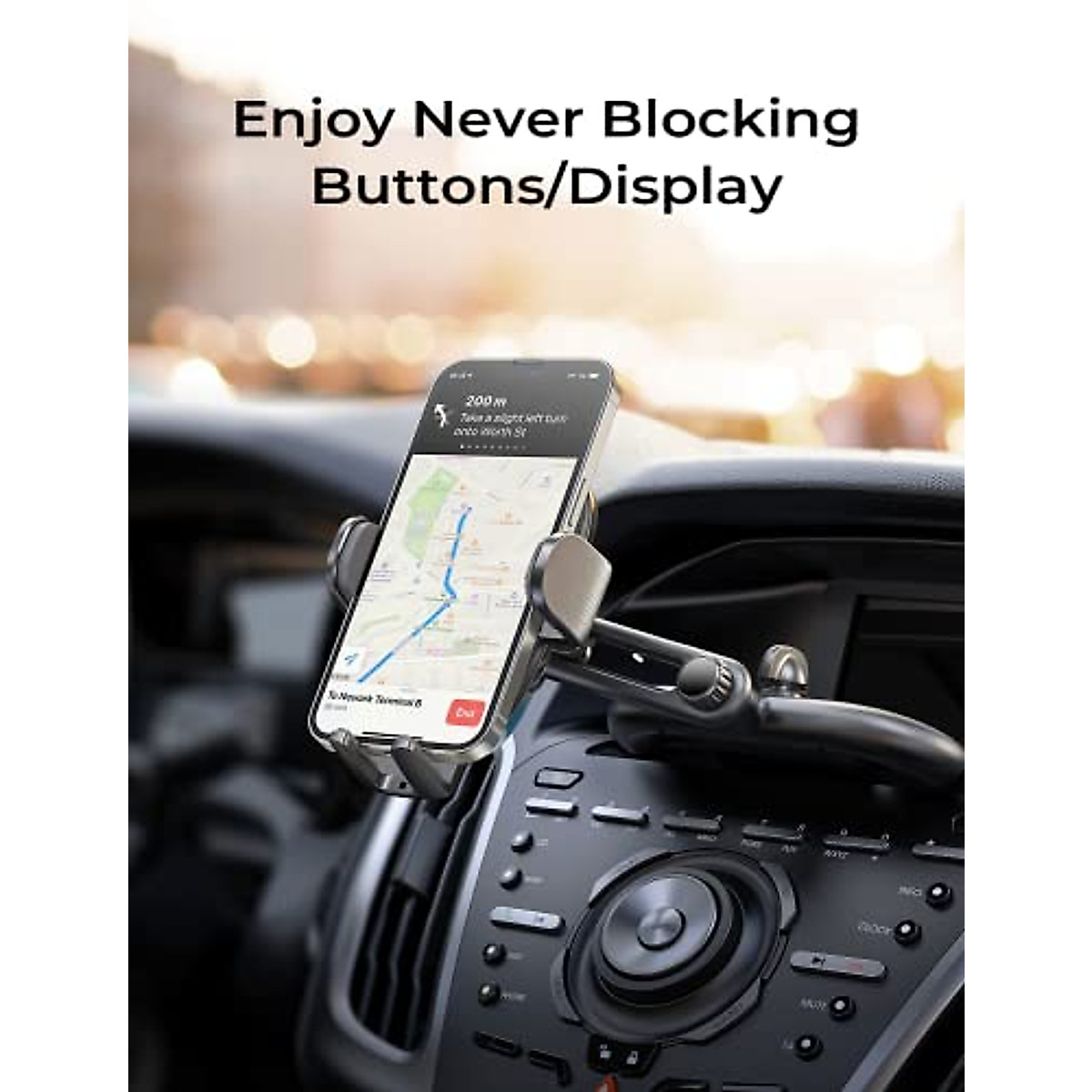 LISEN Adjustable Phone Mount for Car, CD Phone Holder for iPhone Car Holder Mount Ultra Sturdy Vent Cell Phone Mount CD Slot Car Cell Phone Holder for iPhone 14 Samsung S23 All Phones