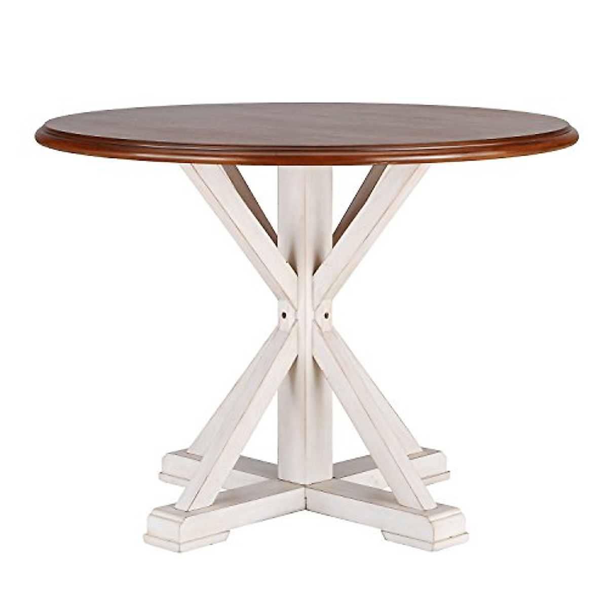SEI Furniture Barrisdale Modern Farmhouse, Dining Table, Antique White, Whiskey Maple