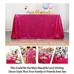 ShinyBeauty Hot Pink Sequin Tablecloth Rectangle 60inx102in Sequin Tablecloth for Wedding/Party-Fuchsia