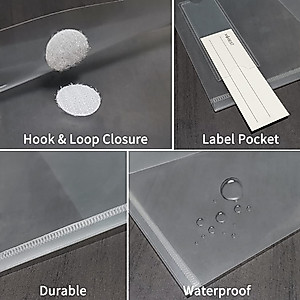 YoeeJob Plastic Envelopes with Hook & Loop Closure, 6x10 Receipt Envelope Money Cash Coupon Organization with Label Pocket, 24 Packs