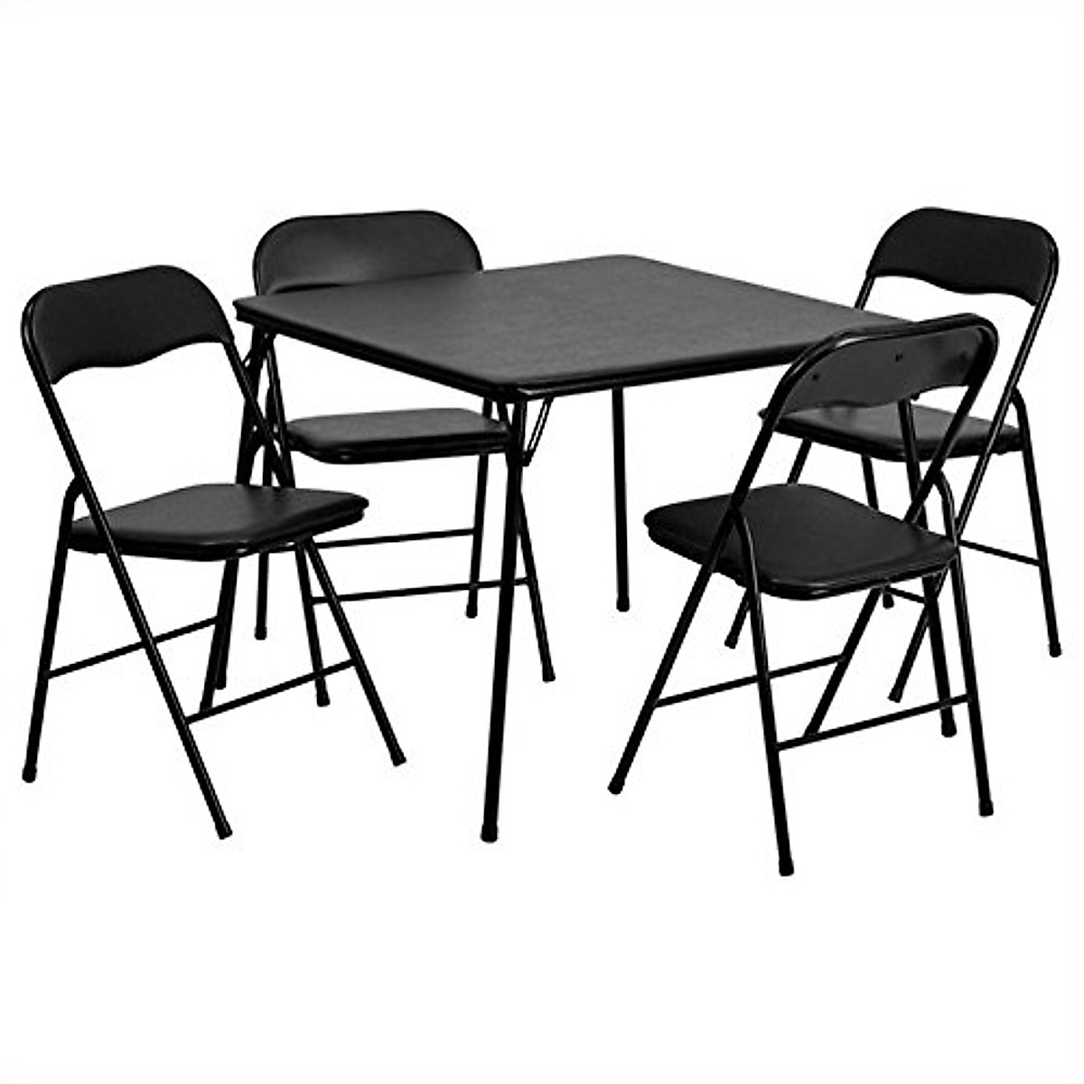 BOWERY HILL 5 Piece Folding Card Dining Table and Chair Set in Black