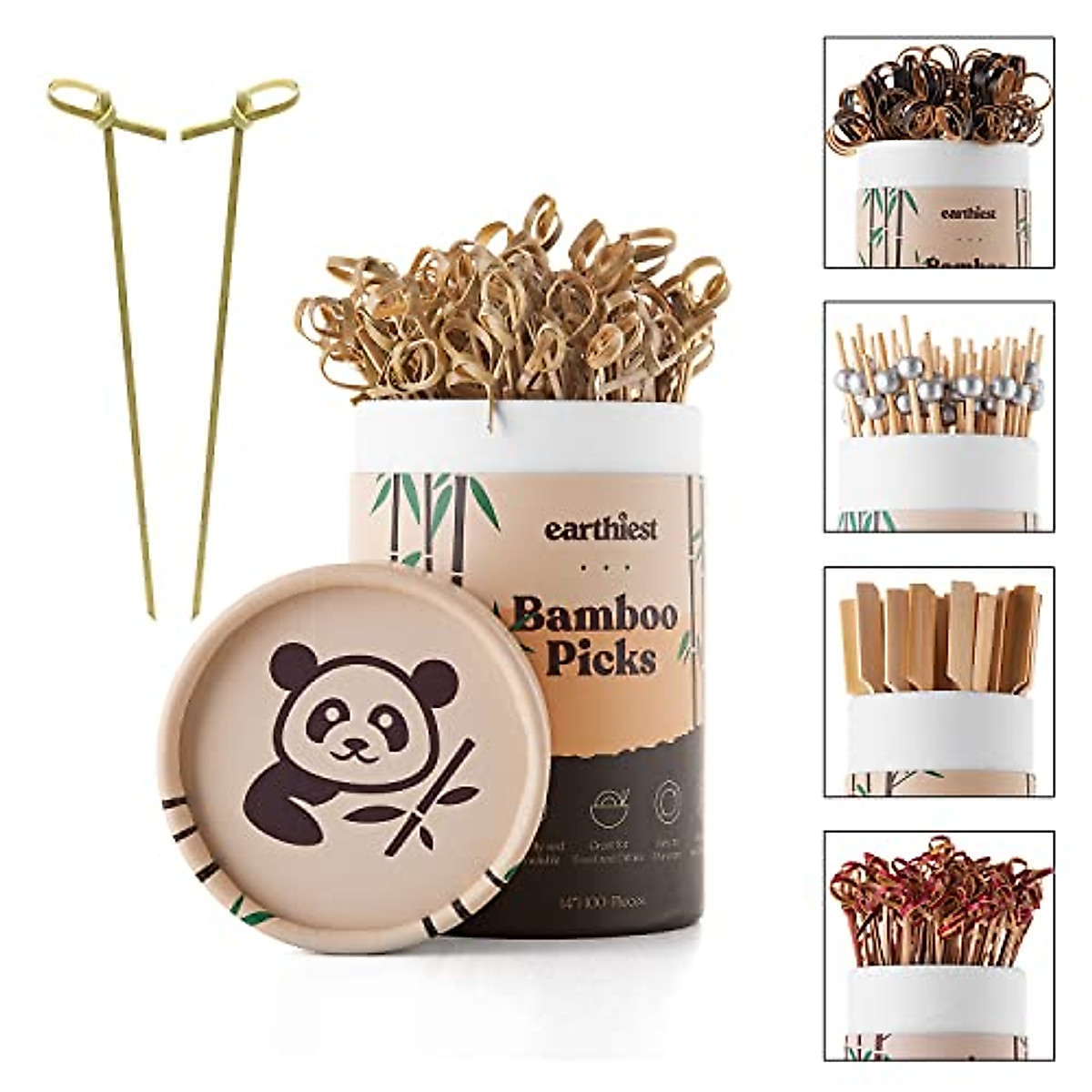 Cocktail Picks - Bamboo Skewers - Toothpicks For Appetizers-4 inch Wooden Skewers (100 Pack) - Party Toothpick for Appetizer and Cocktail Drinks.