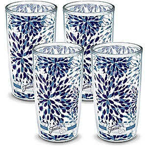 Tervis Plastic Made in USA Double Walled Fiesta Insulated Tumbler Cup Keeps Drinks Cold & Hot, 16oz - 4pk, Lapis Calypso