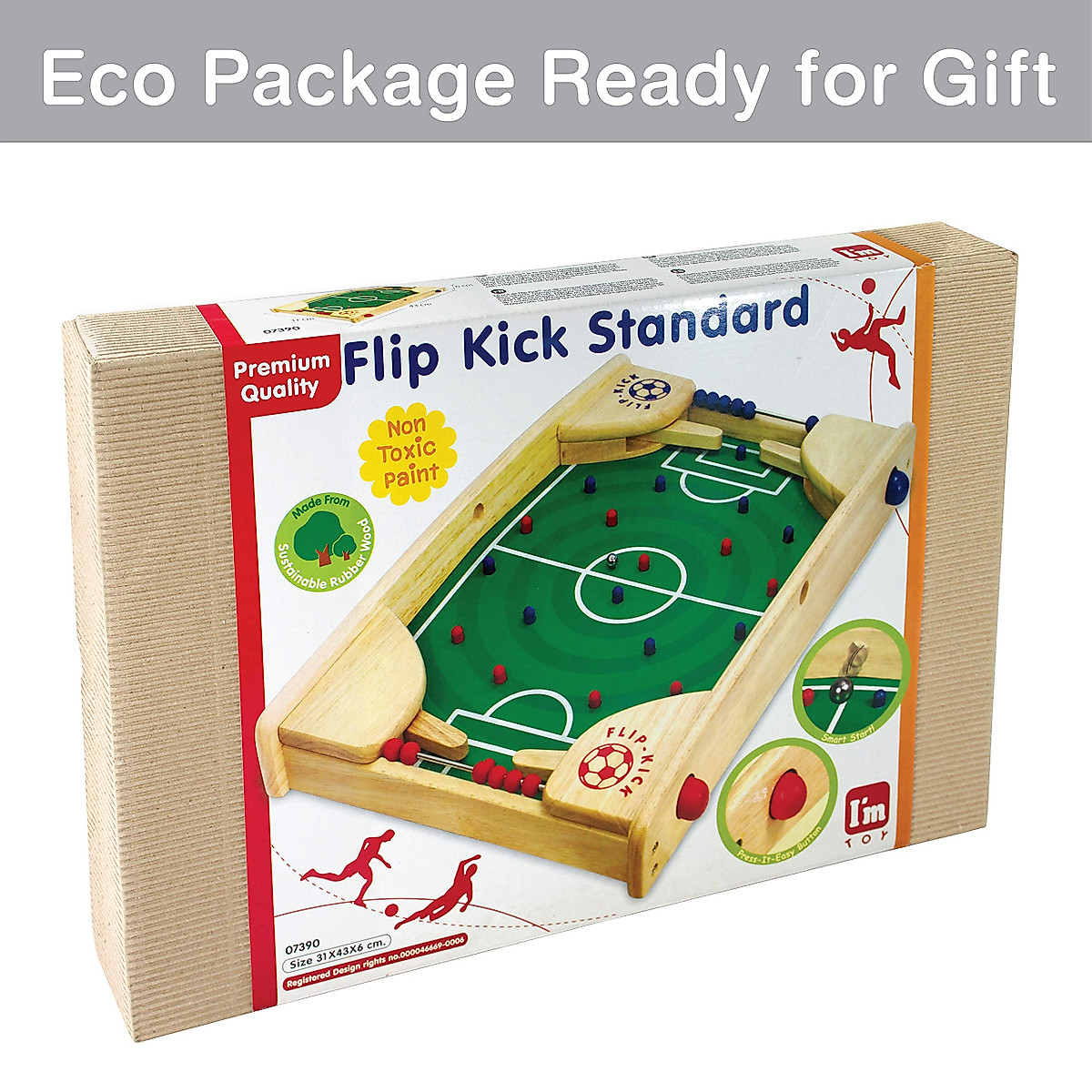 Flipkick: Wooden Tabletop Football/Soccer Pinball Games, Indoor Portable Sport Table Board for Kids and Family
