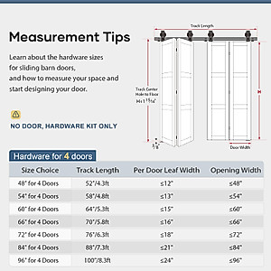 EaseLife 96" Bi-Folding Sliding Barn Door Hardware Track Kit for 4 Closet Door,Top Mount Roller,Heavy Duty,Slide Smoothly Quietly,Easy Install,Black,No Door (Track Length 100" for Four 24" Wide Door)