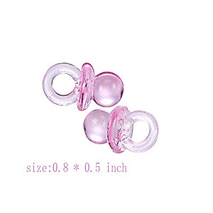 12 Pack Candy Bottles 10 Yards Ribbon and 48 Pack Acrylic Mini Pacifiers for Baby Shower Party Favors Decorations and Supplies by WeddParty (Pink A, 12)