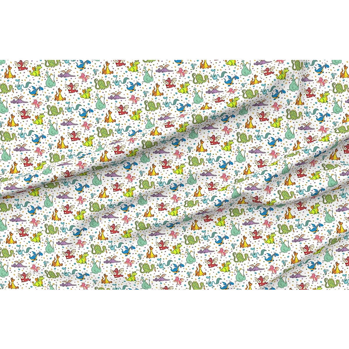 Spoonflower Fabric - Dragon, Purple, Pink, Green, Kids, Whimsical, Magical, Nursery, Printed on Petal Signature Cotton Fabric by The Yard - Sewing Quilting Apparel Crafts Decor