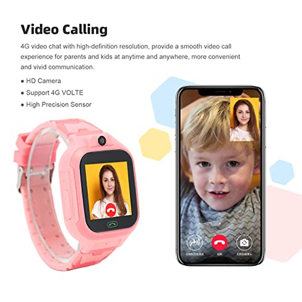 Smart Watch Phone, Waterproof HD Touchscreen Camera Flashlight Music Player with SOS Alarm, Digital Watches for Teens Students Ages 5 to 12, Support Turn Off The Watch Remotely (Pink)