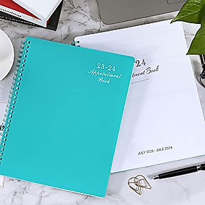 Weekly Appointment Book & Planner 2023-2024 - Daily Hourly Planner 2023-2024, 8" x 10", July 2023 - June 2024, 30-Minute Interval, Lay - Flat, Round Corner, Twin-Wire Binding, Thick Paper - Teal Green