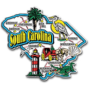 South Carolina Jumbo State Magnet by Classic Magnets, 4.1" x 3.6", Collectible Souvenirs Made in The USA
