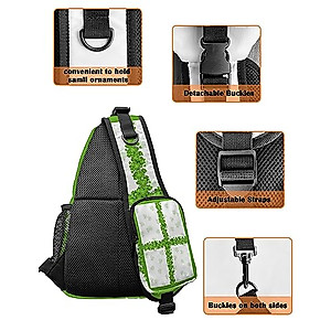 Gsypo Sling Backpack, St patrick's Day Four-leaf Clover Border Waterproof Lightweight Small Sling Bag, Travel Chest Bag Crossbody Shoulder Bag Hiking Daypack for Women Men