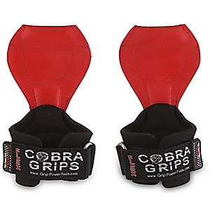 2018 Cobra Grips Flex Model Weight Lifting Gloves Heavy Duty Straps Alternative Power Lifting Hooks Best for Deadlifts with Padded Wrist Wrap Support Bodybuilding (Medium, Red Rubber)
