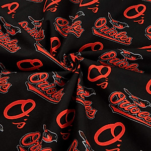 MLB Cotton Broadcloth Baltimore Orioles Black/Orange, Fabric by the Yard