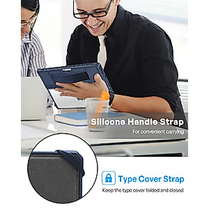 ProCase Case for Surface Pro 8, Rugged Protective Cover with Built-in Hand Strap Compatible with Type Cover Keyboard for 13.0" Microsoft Surface Pro 8 2021 Release –Navy