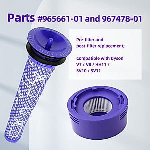 Yeebarle 8 Pack Replacement for Dyson V7, V8 Animal and Absolute Vacuum, 4 Pre-Filters and 4 Post-Filters Replaces Part # 965661-01 & 967478-01