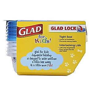 Glad for Kids Paw Patrol GladWare Medium Lunch Square Food Storage Containers with Lids | 25 oz Kids Food Containers with Paw Patrol Design, 5 Count Set | Tight Seal Food Storage Containers for Food