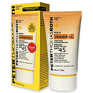 Peter Thomas Roth | Max Mineral Tinted Sunscreen Broad Spectrum SPF 45 | Tinted Moisturizer with SPF, Water-Resistant Mineral Sunscreen For Sensitive Skin, 1.7 Fl Oz. (Pack of 1)