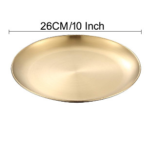 AIYoo Stainless Steel Gold Plates 2 Set Round Dinner Dishes 10 Inch Metal Plates Great for Picnic,Outdoor Camping Plate,Shatterproof & Dishwasher Safe…
