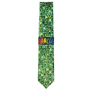 Jerry Garcia Men's St. Patrick's Day Mosaic Squares Green Shamrocks Irish Clovers More Arches Artwork Regular Neck Tie, Regular - 58 inch