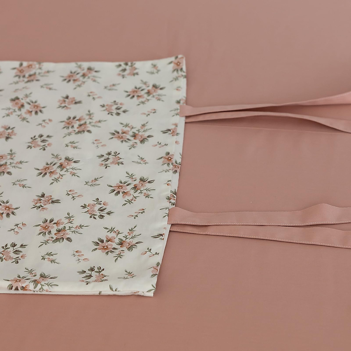 VM VOUGEMARKET Pink Flower Pillowcases 2 Pieces Floral Bed Pillow Shams with Elegant Bow Ties-100% Cotton Standard Queen Pillow Covers for Girls,Soft,Luxury,Comfortable (20"×26",2 Pieces)