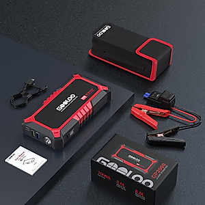 GOOLOO New GP2000 Jump Starter, 12V 2000A Car Jumper Starter(Up to 8.0L Gas, 6.0L Diesel Engines), SuperSafe Portable Battery Charger, Auto Lithium Box Booster Pack with USB Quick Charge, red