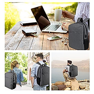 TITILT Laptop Backpack for Men Women, Travel Business Backpack with USB Charging Port and Anti Theft Pocket, Fits 17 Inch Laptop,Grey