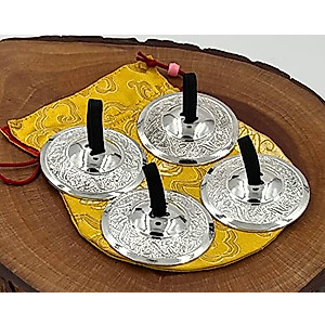 DharmaObjects 2 Pairs Pro Silver Fingers Cymbal Zills Belly Dancing
