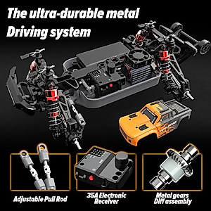 Hosim Brushless RC Car, 1:16 55+KMH 4WD Fast Remote Control Truck for Adults, Radio Cars Off-Road Waterproof Hobby Grade Toy Crawler Electric Vehicle Gift for Boys Children (Orange)