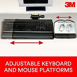 3M Easy Adjust Keyboard Tray, Adjustable Platform, 23-Inch Track, Black (Akt150le)