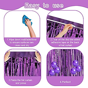 AIBIIN 2 Pack of 3.3x6.6ft Purple Foil Fringe Curtain Purple Streamers Backdrop Curtains for Purple Party Decorations Purple Wedding Birthday Bachelorette New Year Decor Photo Shoot Props