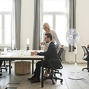 PELONIS 16" Oscillating Pedestal Fan | Standing Adjustable Fan | Ultra Quiet DC Motor | Remote Control | 3 Modes | 12-Hour Timer | High Energy Efficiency | for Bedroom Home Office