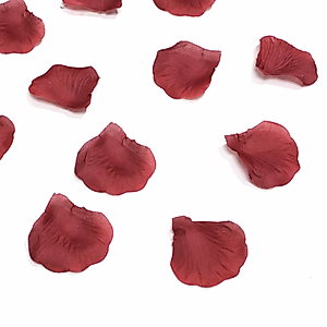 ALLHEARTDESIRES 1000PCS Maroon Dark Red Black Silk Flower Rose Petals Table Scatters Wedding Flowers Valentine's Day Bridal Shower Centerpieces Ceremony Aisle Decoration