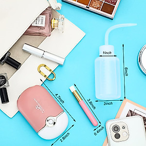 3 Pieces USB Mini Portable Fans Rechargeable Electric Handheld Air Conditioning Lash Shampoo Brushes Nose Blackhead Facial Cleaning Brush Plastic Wash Bottle (Pink)