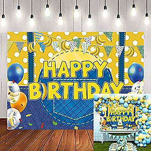 Yellow Cartoon Birthday Backdrop Cowboy Banana Balloon Photo Background Boy Child Happy Birthday Party Supplies Baby Shower Cake Table Decoration Backdrop 7x5FT