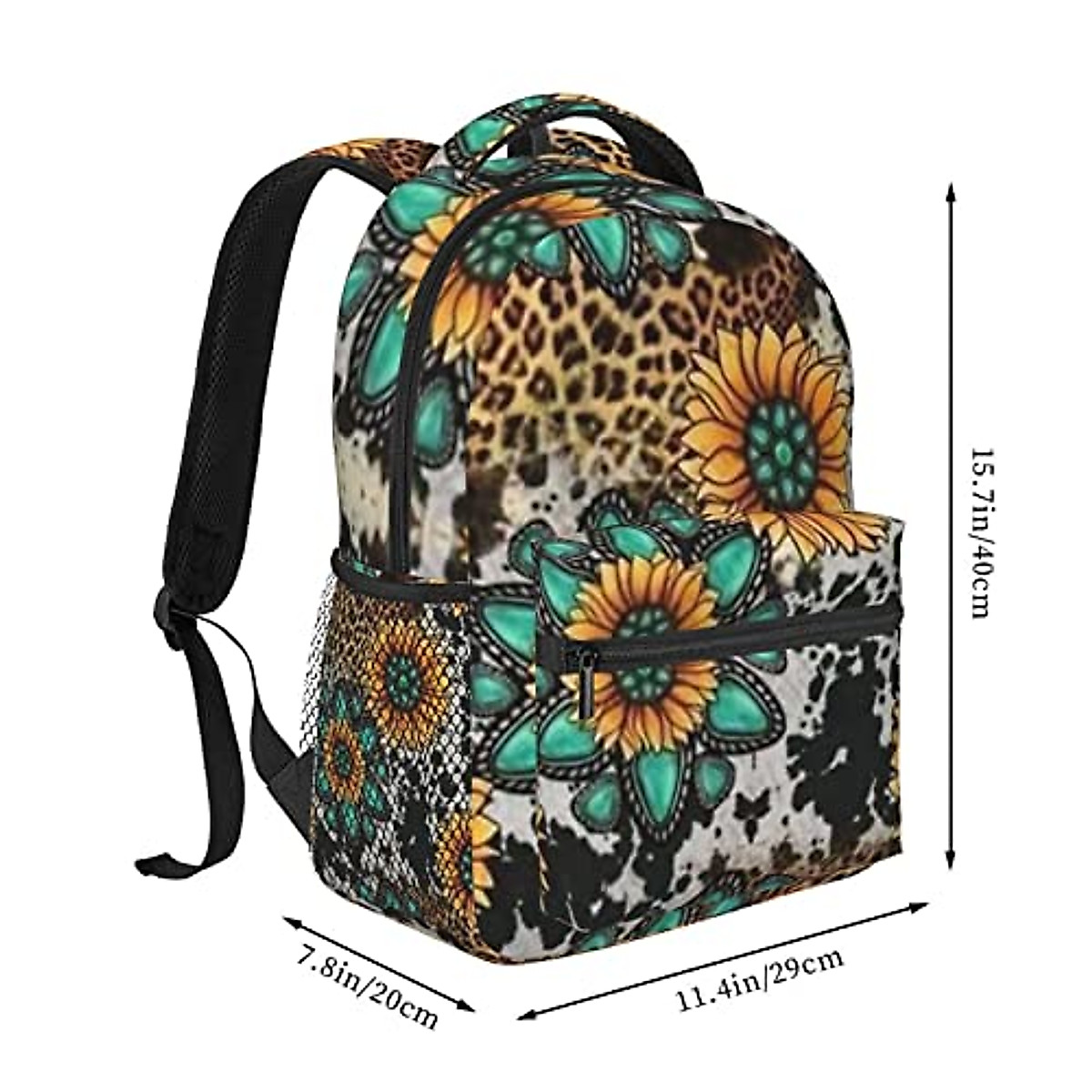 bzaxxqi Sunflower Cow Print Backpack Girls Women Teens Bookbag School Bags Casual Backpack Travel Cow Print Backpacks