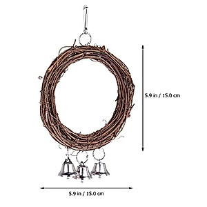 Balacoo Parakeet Decorated Garland Parrot Bird Perches Parrot Rattan Twig Bungee Bird Toy with Bell Wreath Swing Perch Hanging Climbing Chews Toy Garden Porch Wind Chime Climbing Toys Climbing Toys