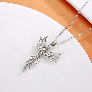 925 Sterling Silver Rising Phoenix Necklace Pendant Rise from the Ashes Jewelry Gifts for Women Christmas Birthday